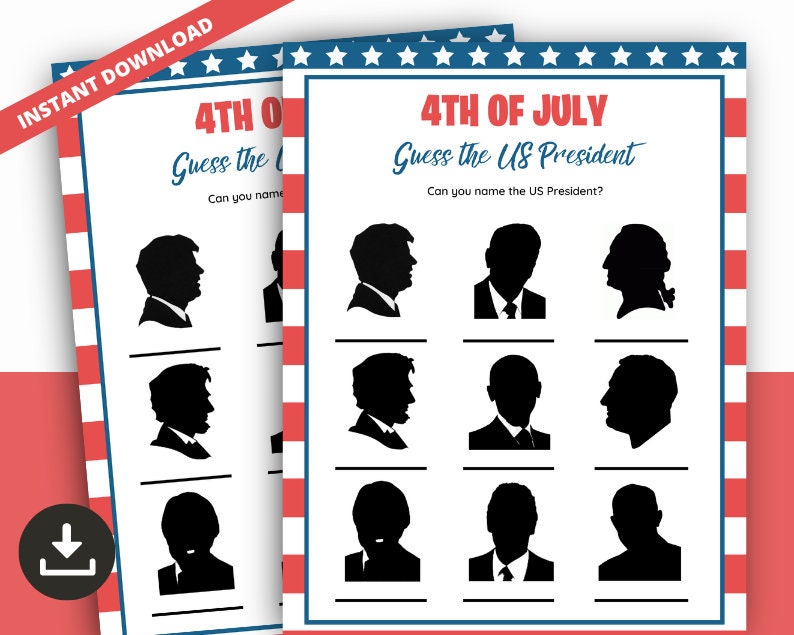 Fourth of July US President Game, 4th of July Trivia Game, Guess the US ...