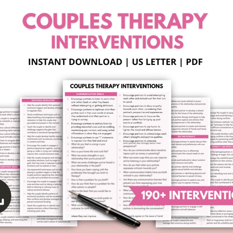 Therapist Marriage Worksheets - Etsy