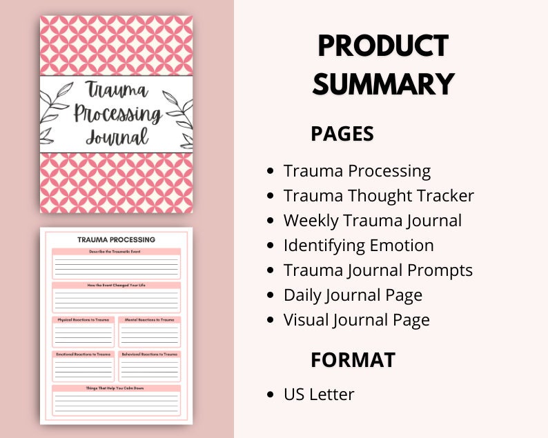 Trauma Processing Journal, Daily Thought Processing Tracker for Self ...