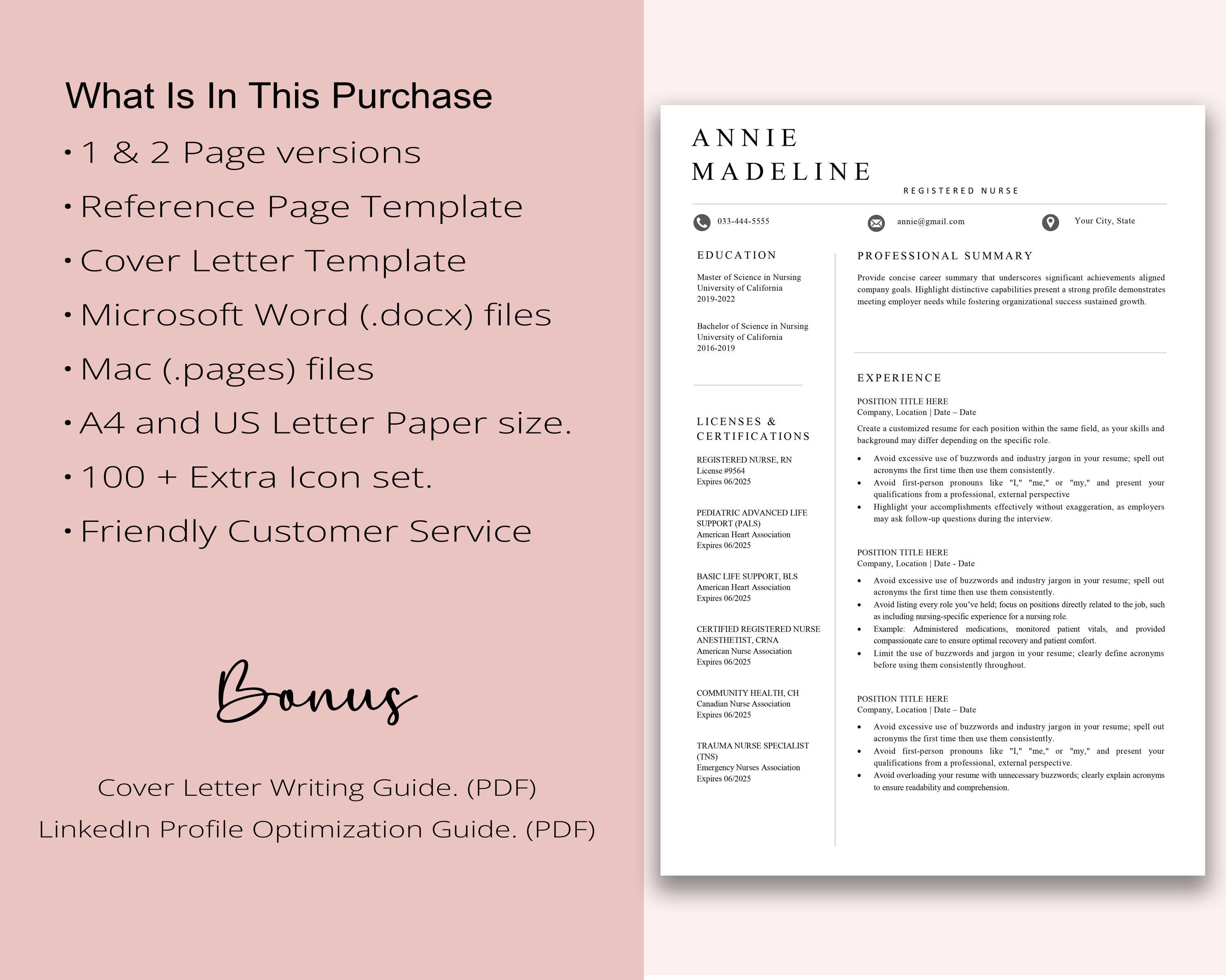 Clean Resume Template for Word & Pages, Minimalist Executive Resume ...