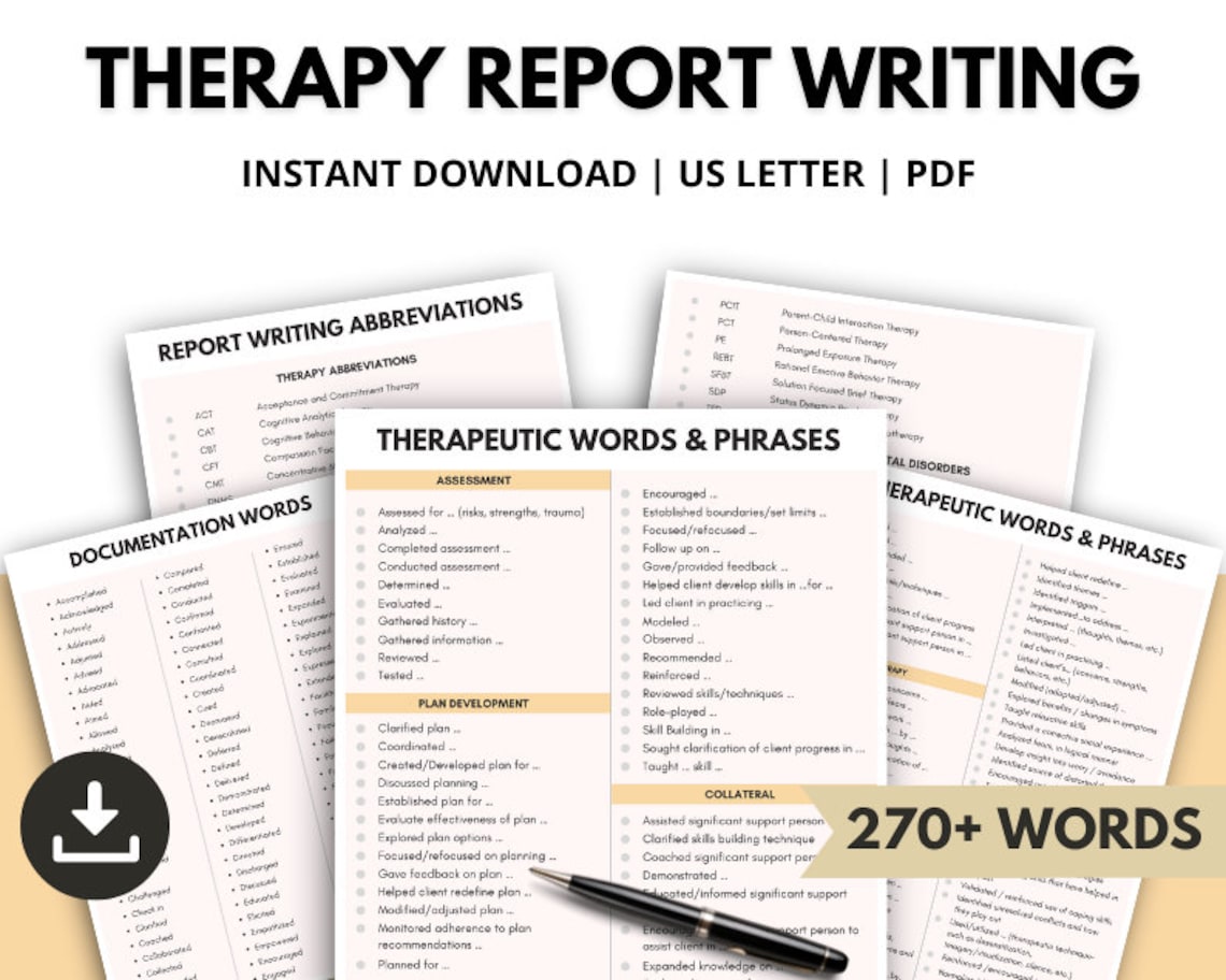 Therapeutic Intervention Words & Phrases, Therapy Abbreviations ...