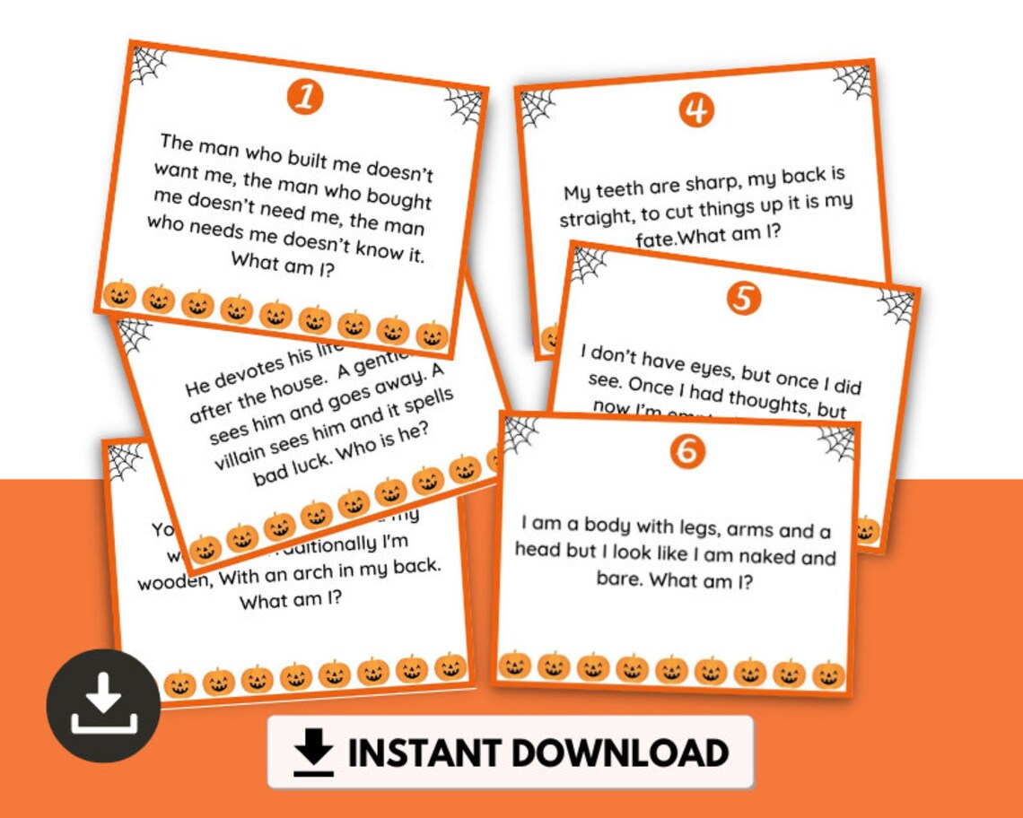 Halloween Riddles Game Halloween What Am I Riddles Printable - Etsy