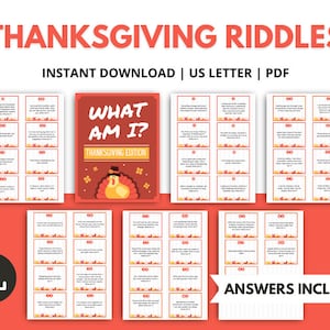 Thanksgiving Riddles Game, Thanksgiving What Am I Riddles, Printable ...
