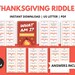 Thanksgiving Riddles Game, Thanksgiving What Am I Riddles, Printable ...