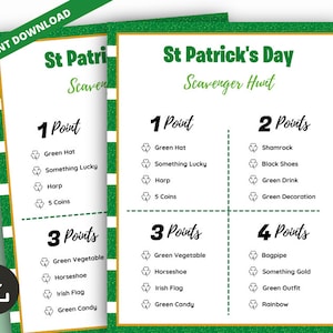 St Patrick Day Scavenger Hunt Game, St Patty’s Treasure Hunt, Irish ...