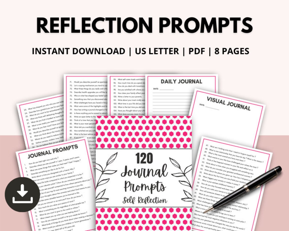 120 Self Reflection Journal Prompts Daily Reflection Journal - Etsy