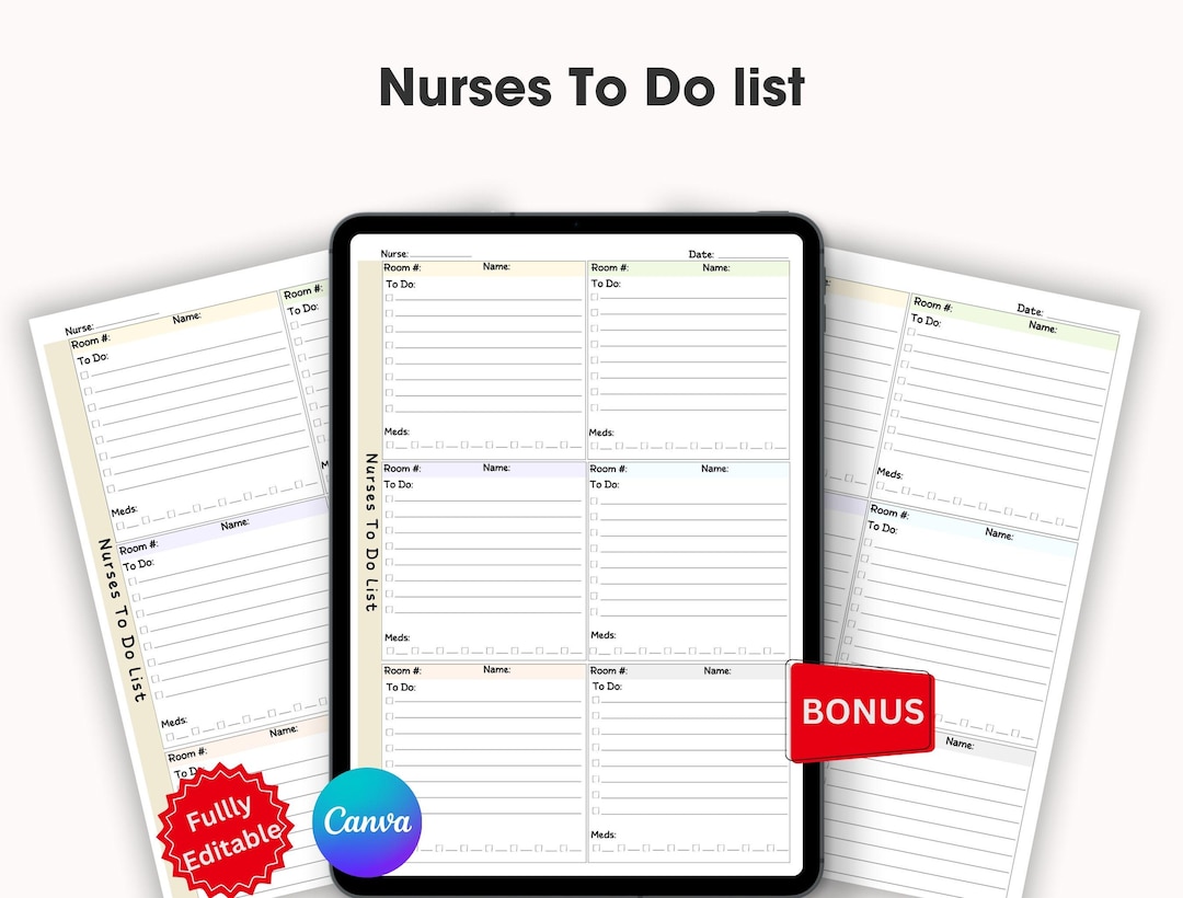 Printable Nurse to Do List Paper, Nurse Notes Template, Medsurg Nurse ...