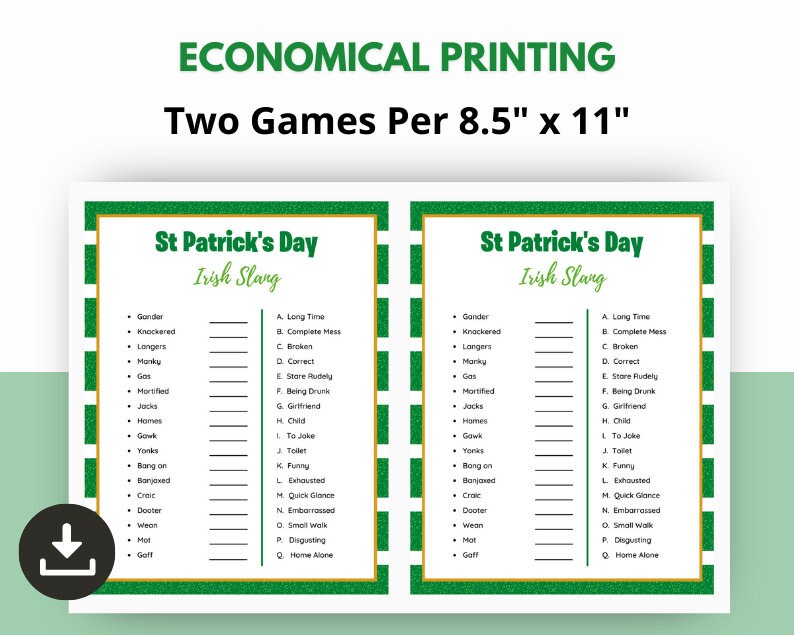 St Patrick Day Slang Quiz, Irish Slang Trivia Game, Fun St Paddys Party ...