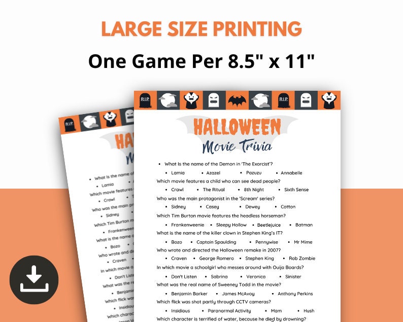 Halloween Movie Trivia Game, Halloween Party Quiz, Horror Movie Trivia ...