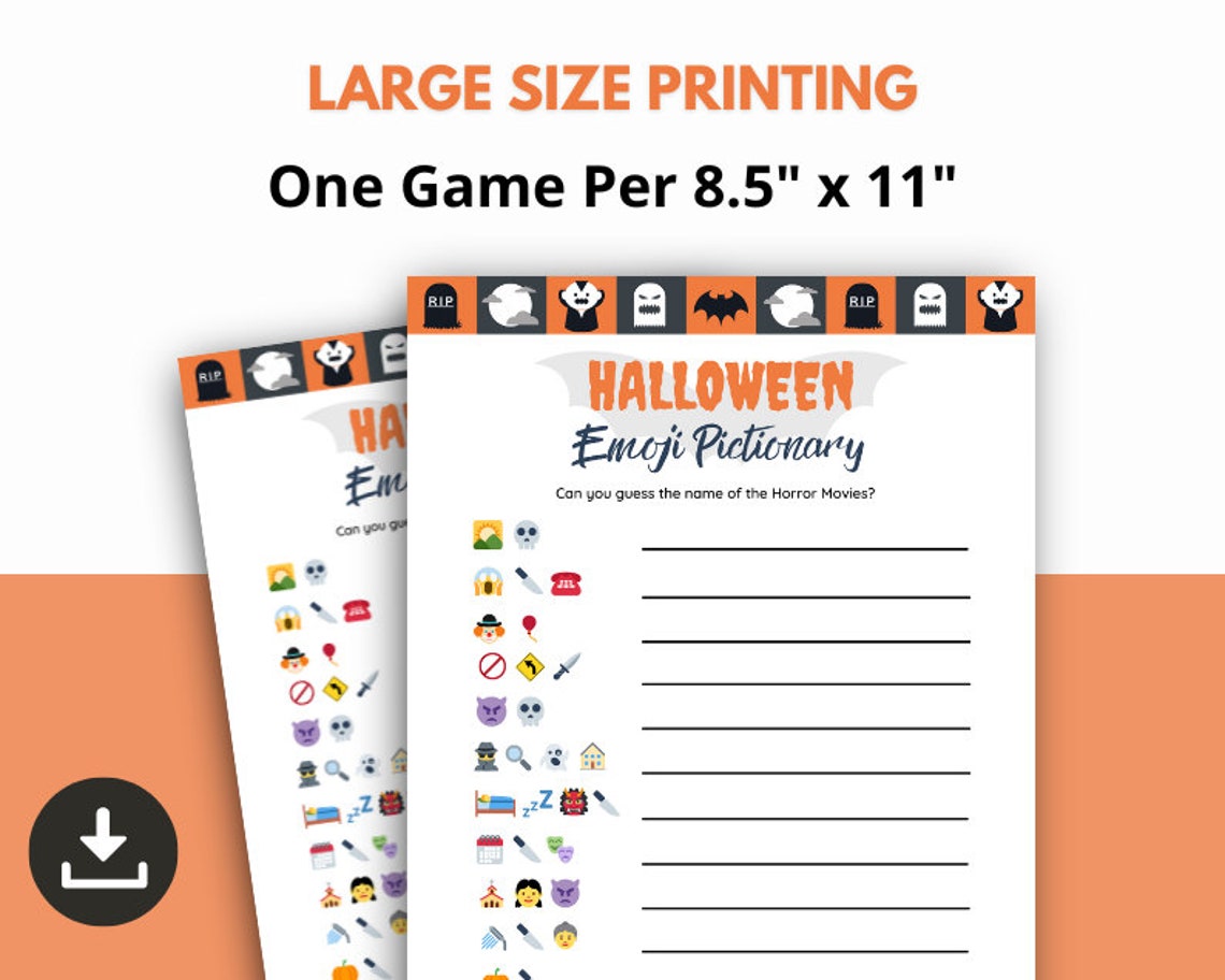 Halloween Emoji Pictionary Game, Scary Emoji Quiz, Halloween Movie ...
