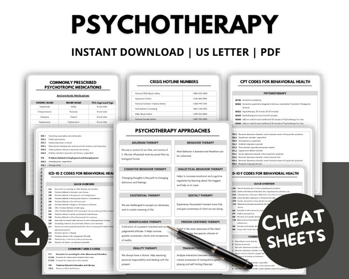 Psychotherapy Cheat Sheets Therapist Cheat Sheets Clinical - Etsy