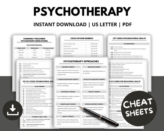 Psychotherapy Cheat Sheets Therapist Cheat Sheets Clinical - Etsy