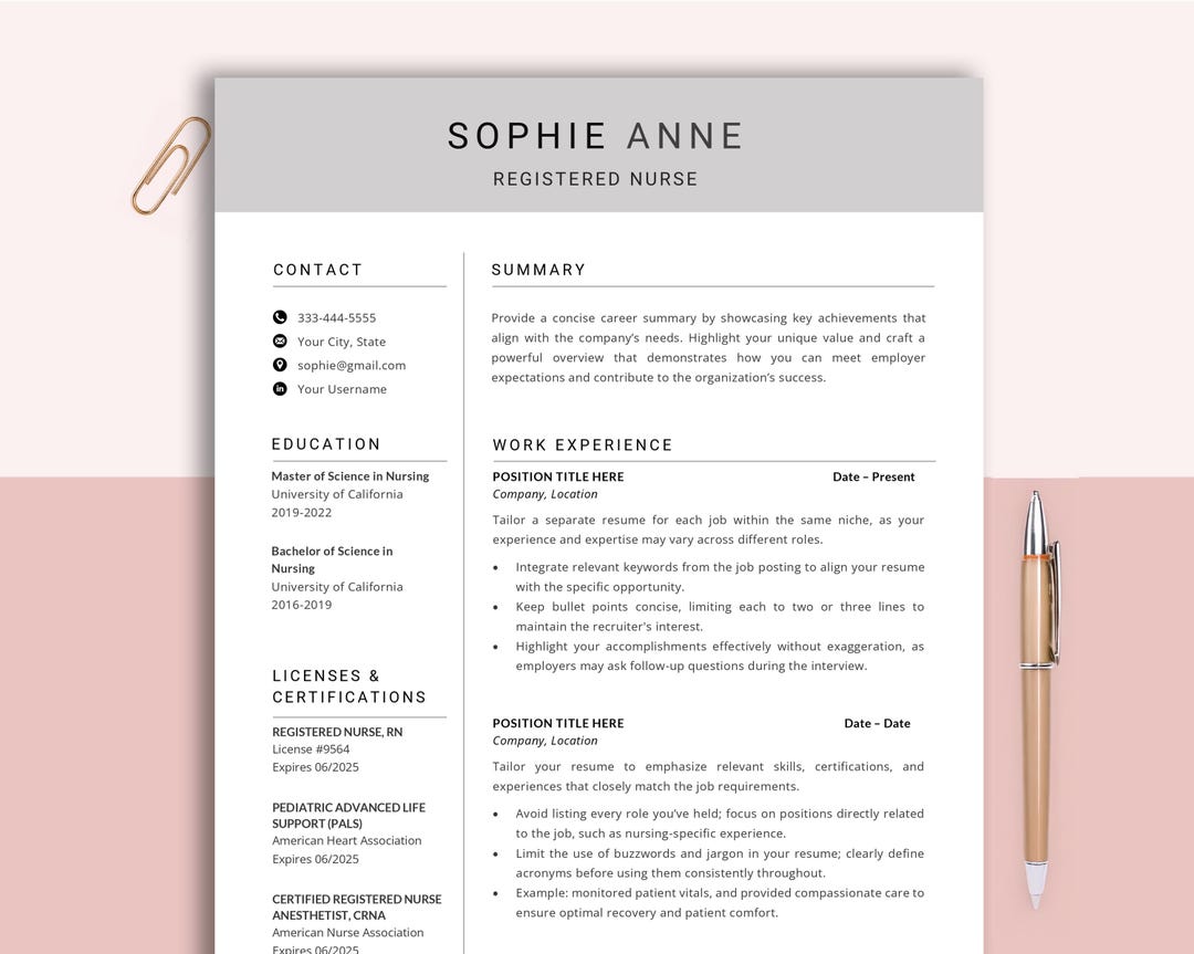 Nursing Resume Template Registered Nurse Practitioner Resume Medical CV ...