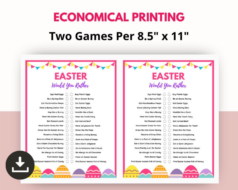 Easter Would You Rather Game, Fun Trivia (printable) - Etsy
