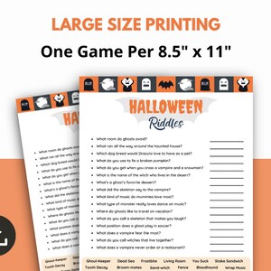 Halloween Riddles Game, Printable Halloween Party Game, Halloween Night ...