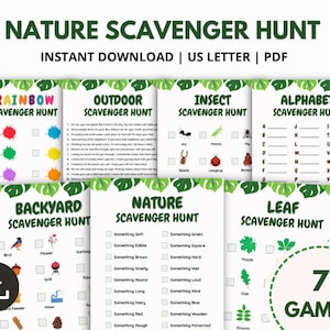Nature Scavenger Hunt Games Bundle, Kids Outdoor Activities (PDF) - Etsy
