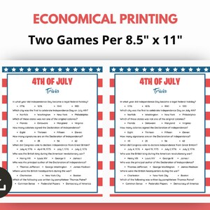Fourth of July Trivia Game, 4th of July Quiz Game, Independence Day ...
