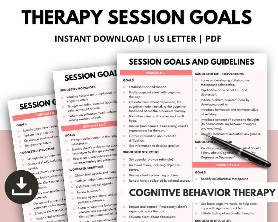 Therapy Session Goals and Guidelines, CBT Interventions List ...