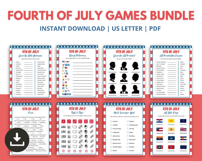 Fourth of July Games Bundle, 4th of July US Patriotic, American ...