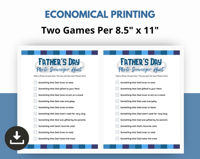 Fathers Day Photo Scavenger Hunt, Daddy Indoor Party Treasure Hunt ...