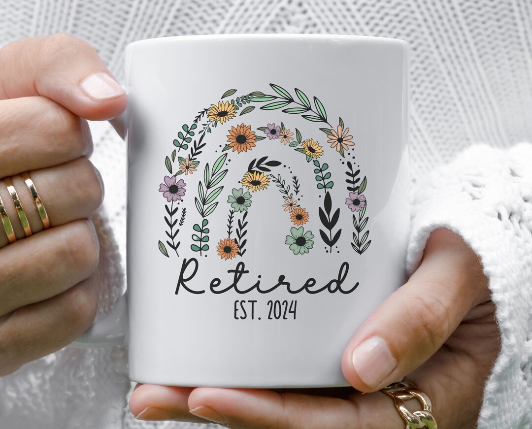 Personalized Retired 2024 Mug Retirement Party Wildflower Custom Coffee ...