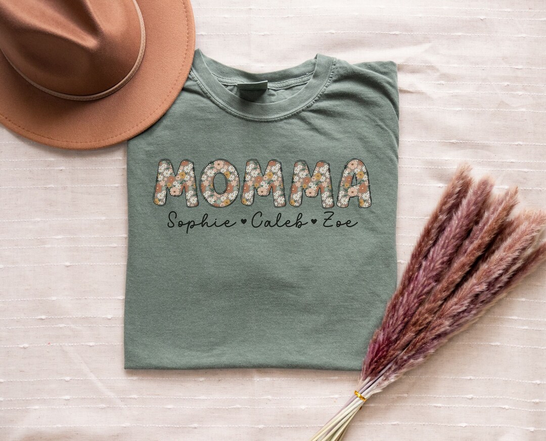 Momma Personalized Shirt With Kids Names Momma Custom Tshirt New Mom ...
