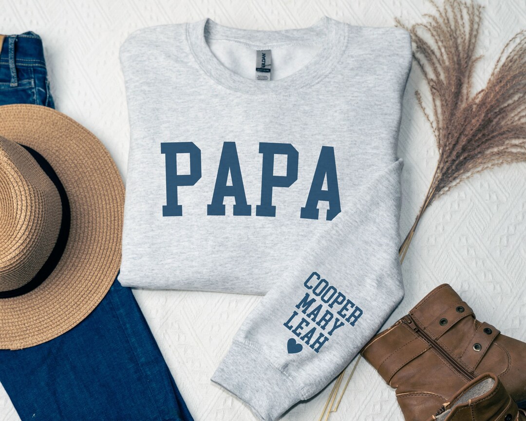 Papa Sweatshirt With Grandkids Names Personalized Papa Gift Promoted to ...