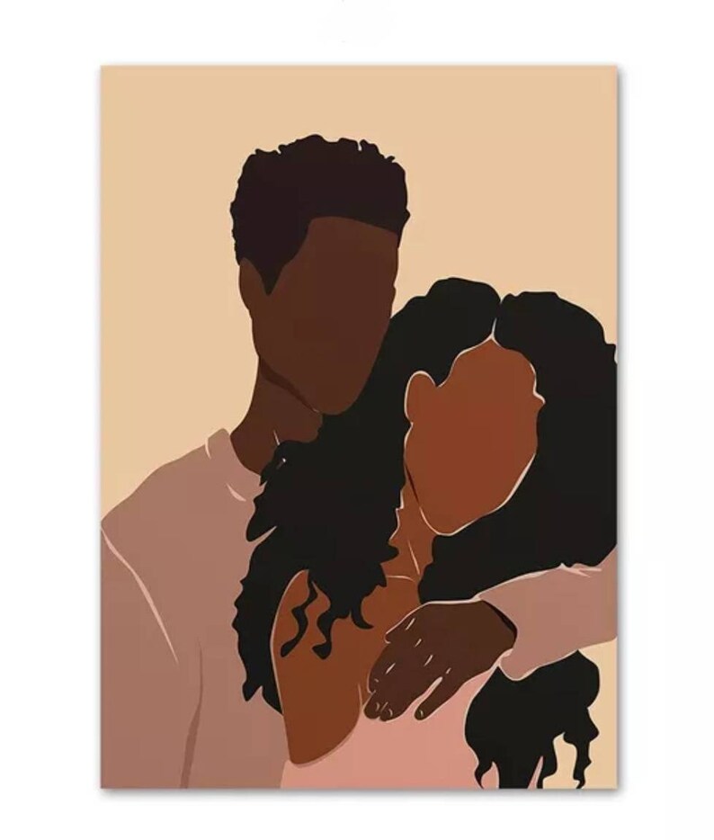 Abstract Black People Illustration African Wall Art Canvas - Etsy
