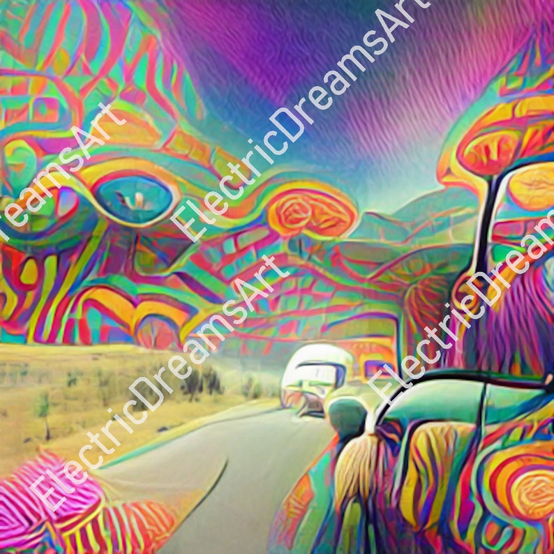 Psychedelic Road Trip AI Generated Art Piece - Etsy