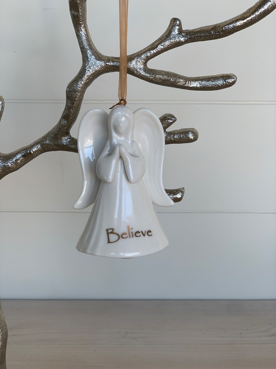 Gund Porcelain believe Angel Bell Christmas Ornament Vintage - Etsy