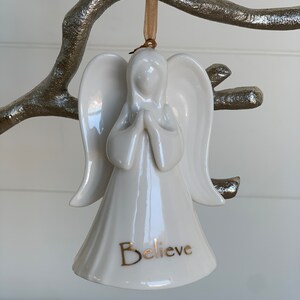 Gund Porcelain believe Angel Bell Christmas Ornament Vintage - Etsy
