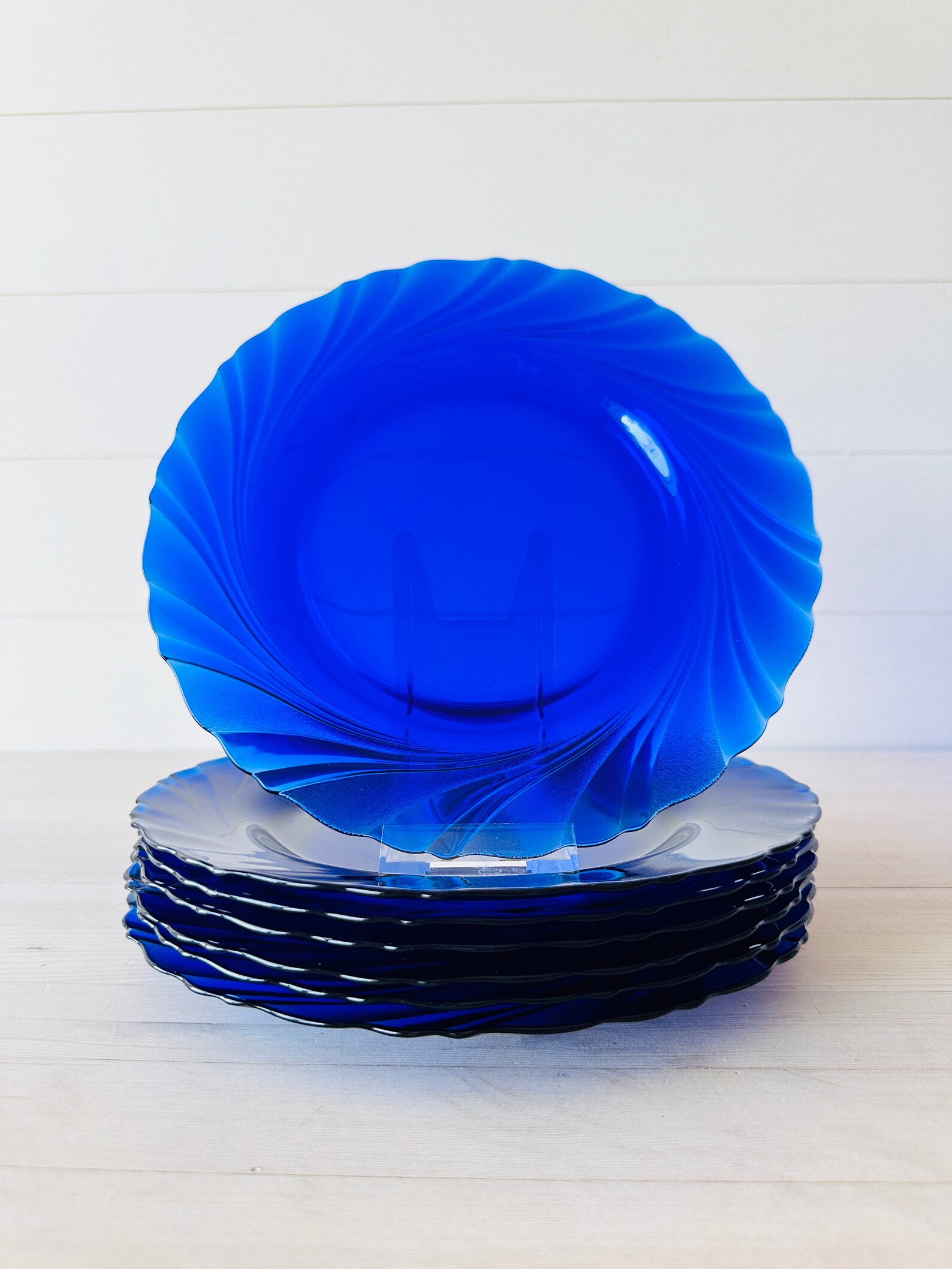 1970's Duralex Bormioli Rocco France Cobalt Blue Swirl Pattern 9 Inch ...