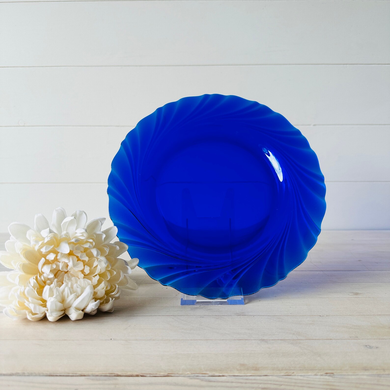 1970's Duralex Bormioli Rocco France Cobalt Blue Swirl Pattern 9 Inch ...