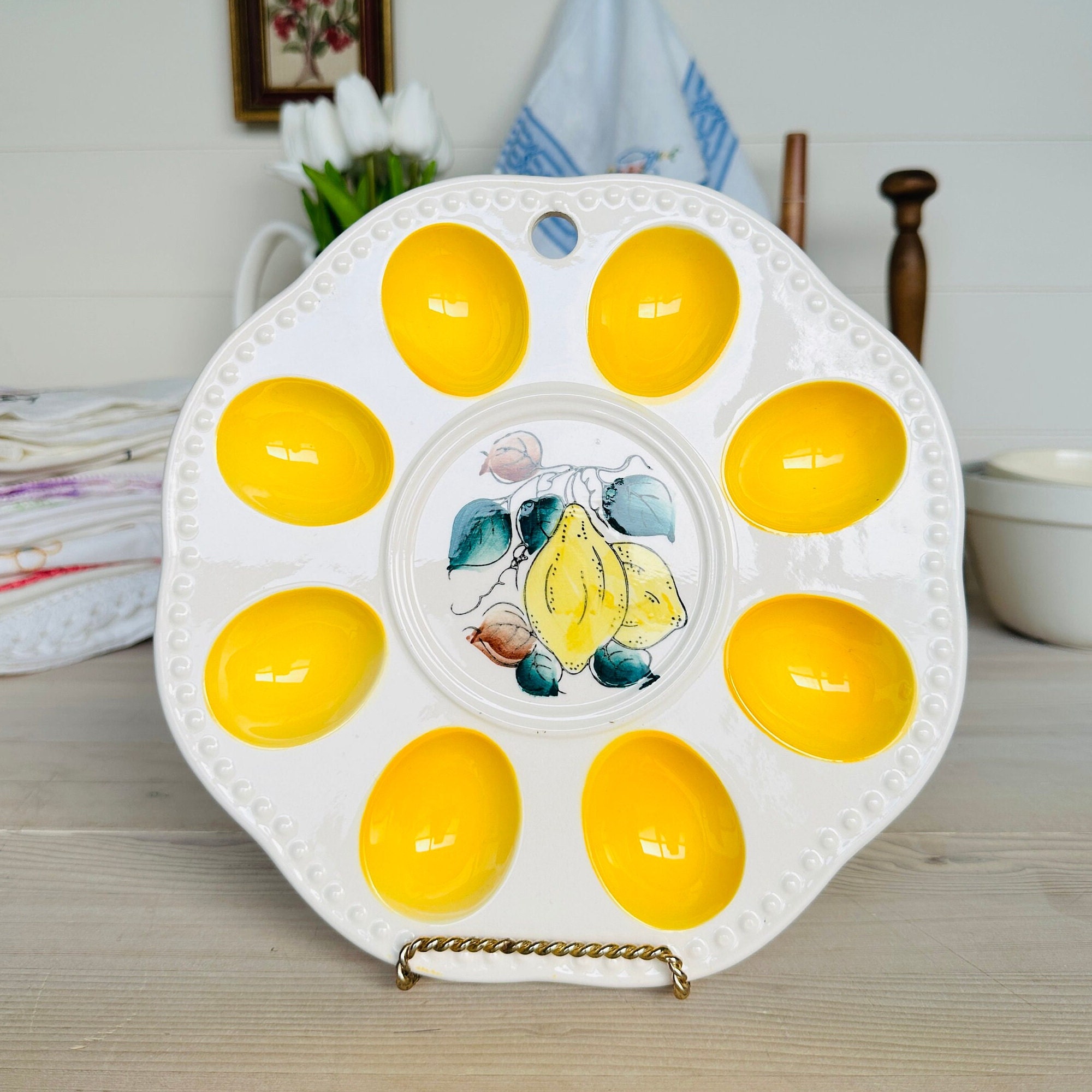 Lemon Design Deviled Egg Platter Made in Japan - Etsy