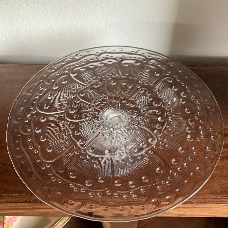 Vintage Large Glass Pedestal Cake Stand 13 Inches - Etsy