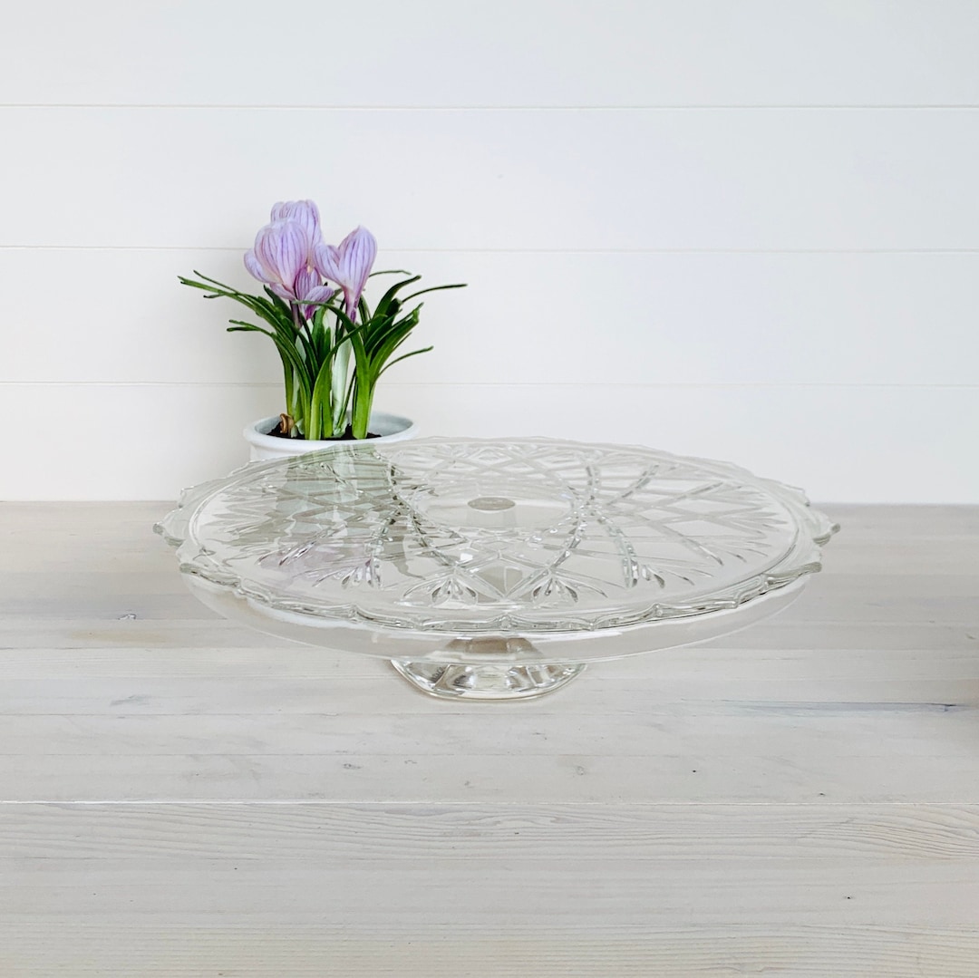 1980's Mikasa Cut Crystal Art Deco Style 14 Inch Pedestal Cake Stand - Etsy