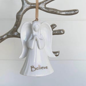 Gund Porcelain believe Angel Bell Christmas Ornament Vintage - Etsy
