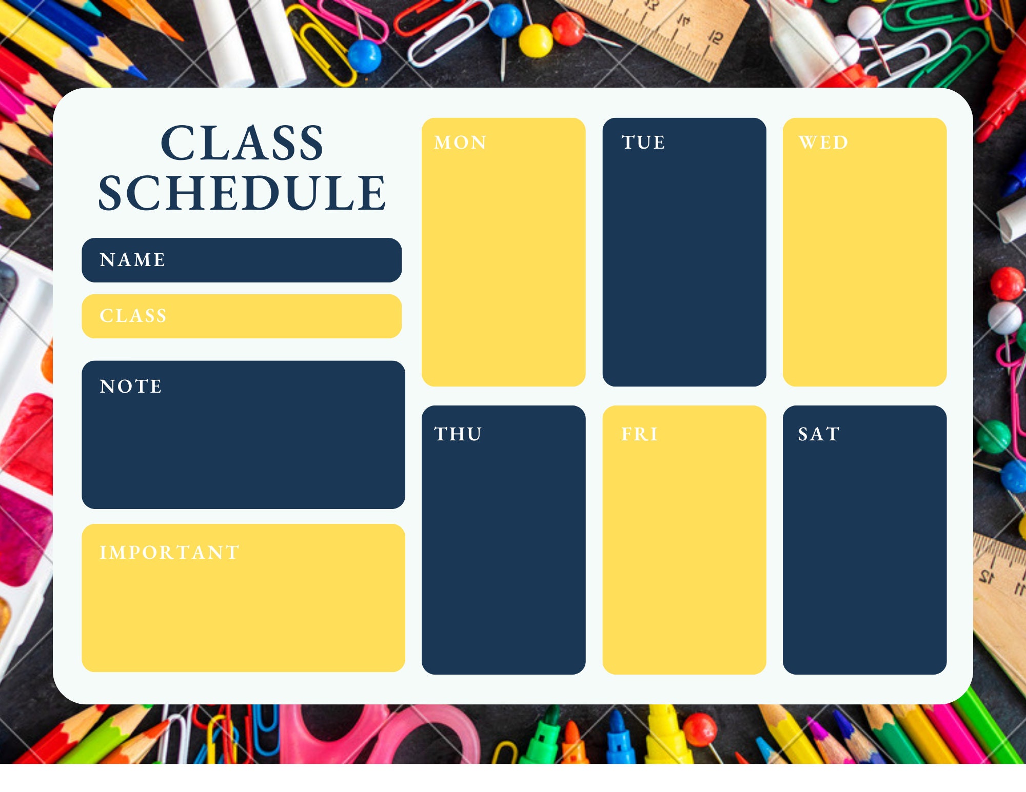 Class Schedule Template Planner Printable - Etsy