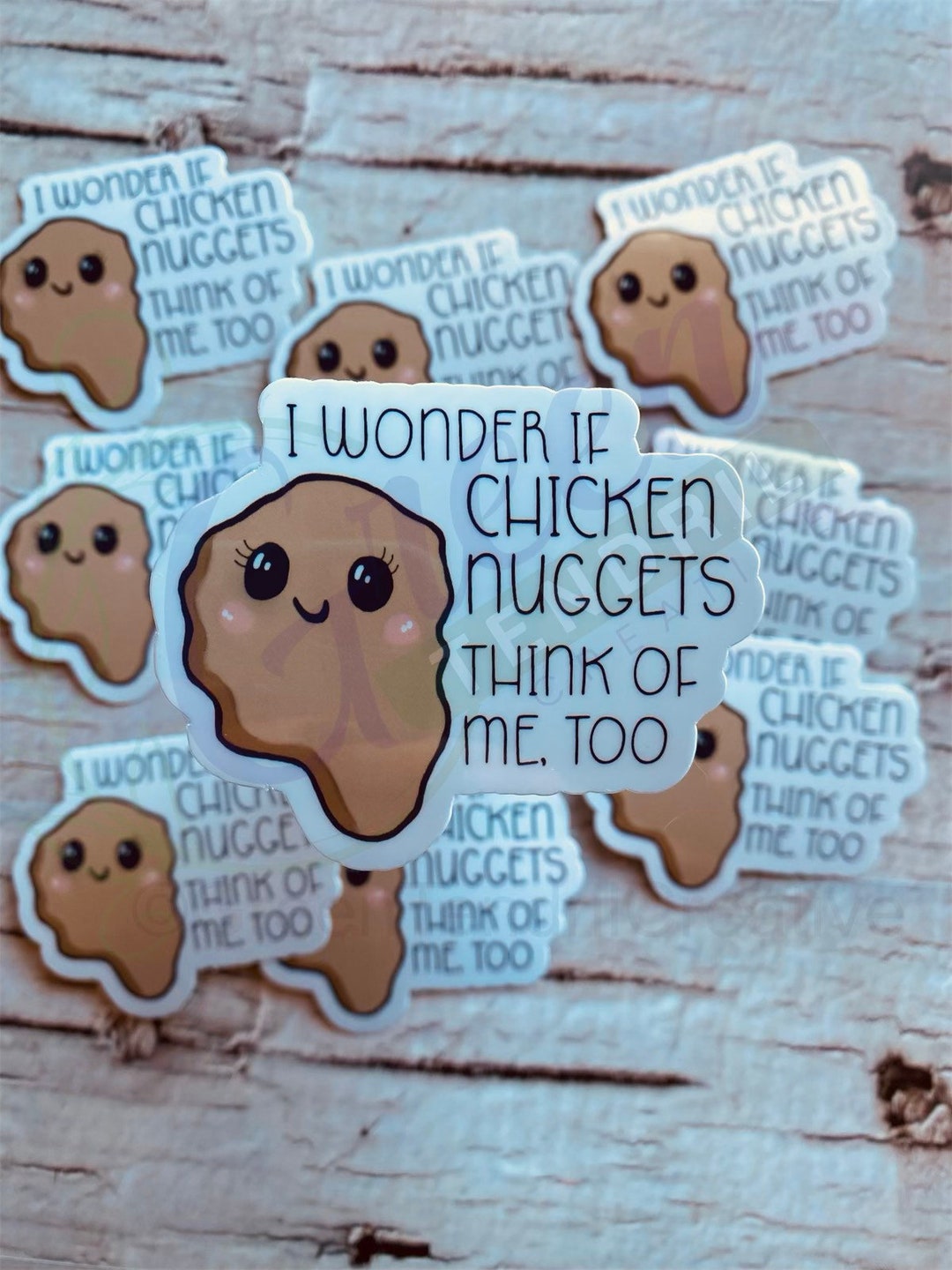 I Wonder If Chicken Nuggets Think of Me Too, Funny Sticker, Chicken ...