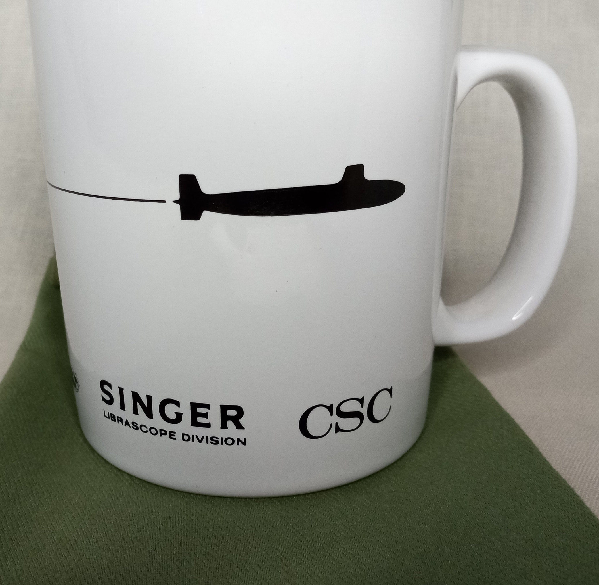 RARE Vintage Submarine Combat Systems Coffee Mug RCA Singer Librascope ...