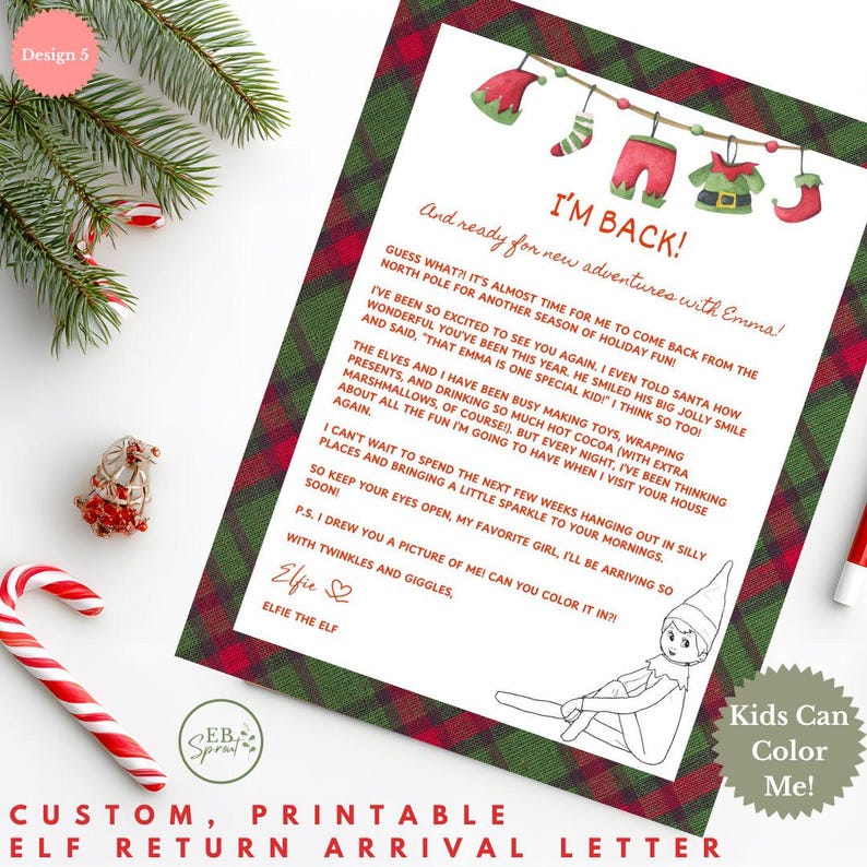 Printable Elf Arrival Letter, Coloring Page (digital Download) - Etsy