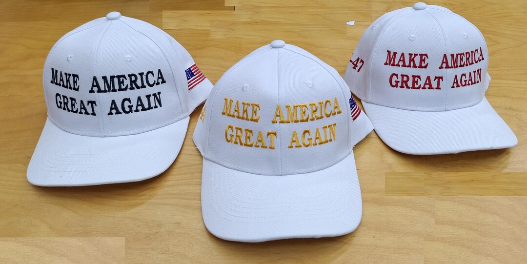 Make America Great Black, Red or Gold Letters on White Hat With Right ...