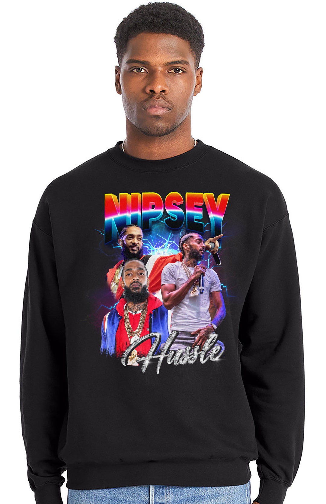 NIPSEY HUSSLE Throwback Crew Neck - Etsy