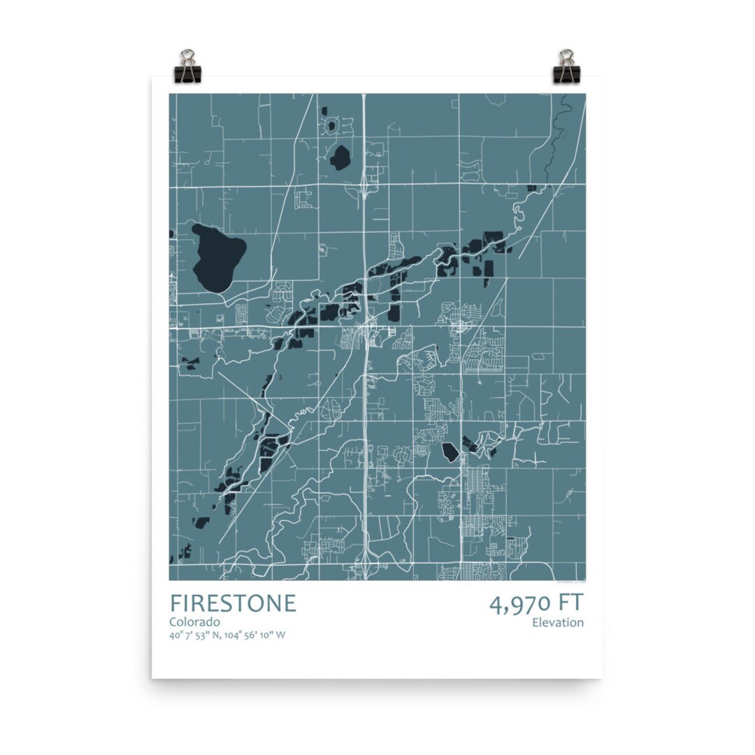 Map Art City Art Firestone CO 18x24 Poster - Etsy