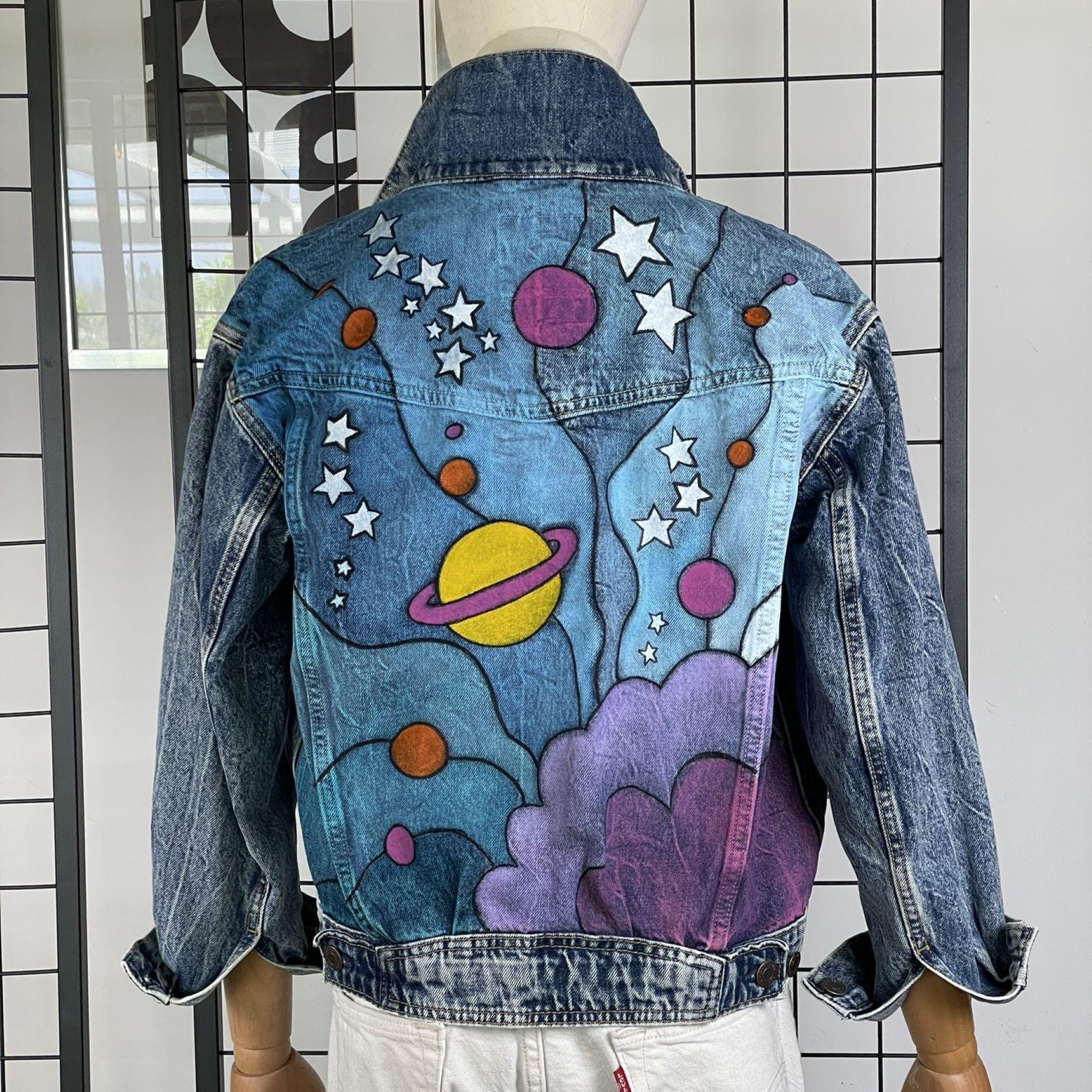 Peter Max Inspired Hand Painted Denim Jacket - Etsy