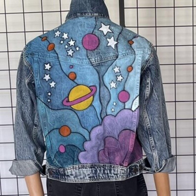 Peter Max Inspired Hand Painted Denim Jacket - Etsy