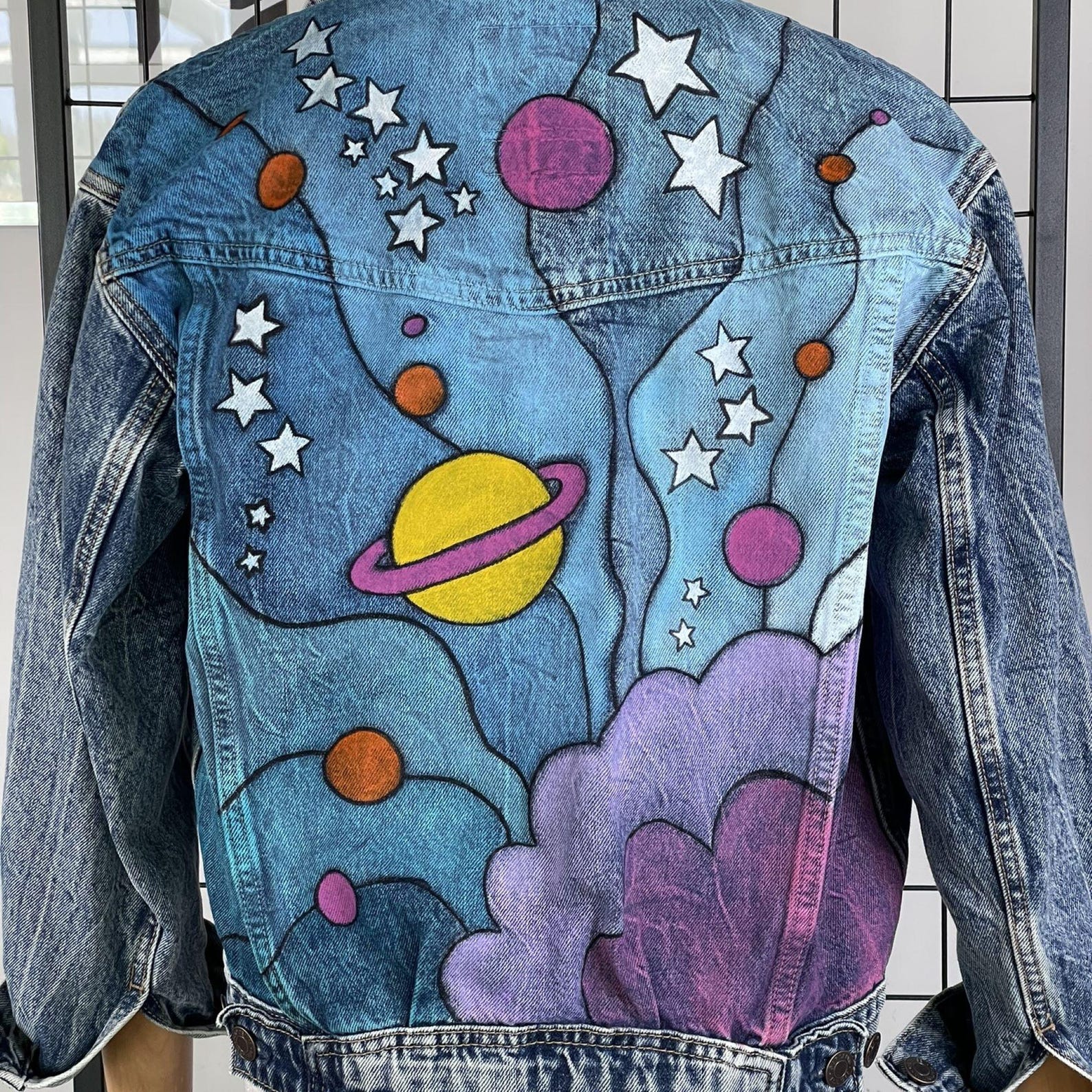 Peter Max Inspired Hand Painted Denim Jacket - Etsy