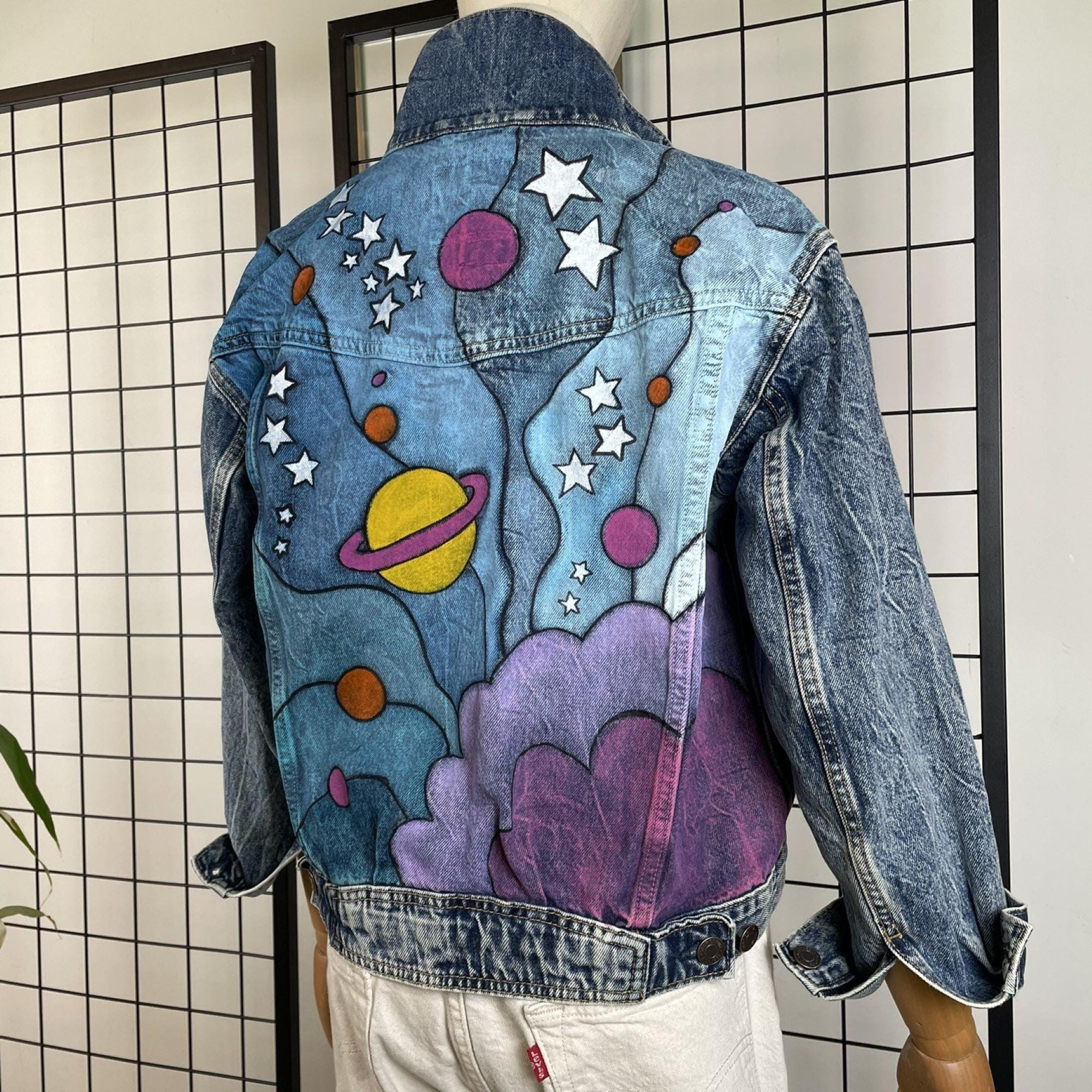 Peter Max Inspired Hand Painted Denim Jacket - Etsy