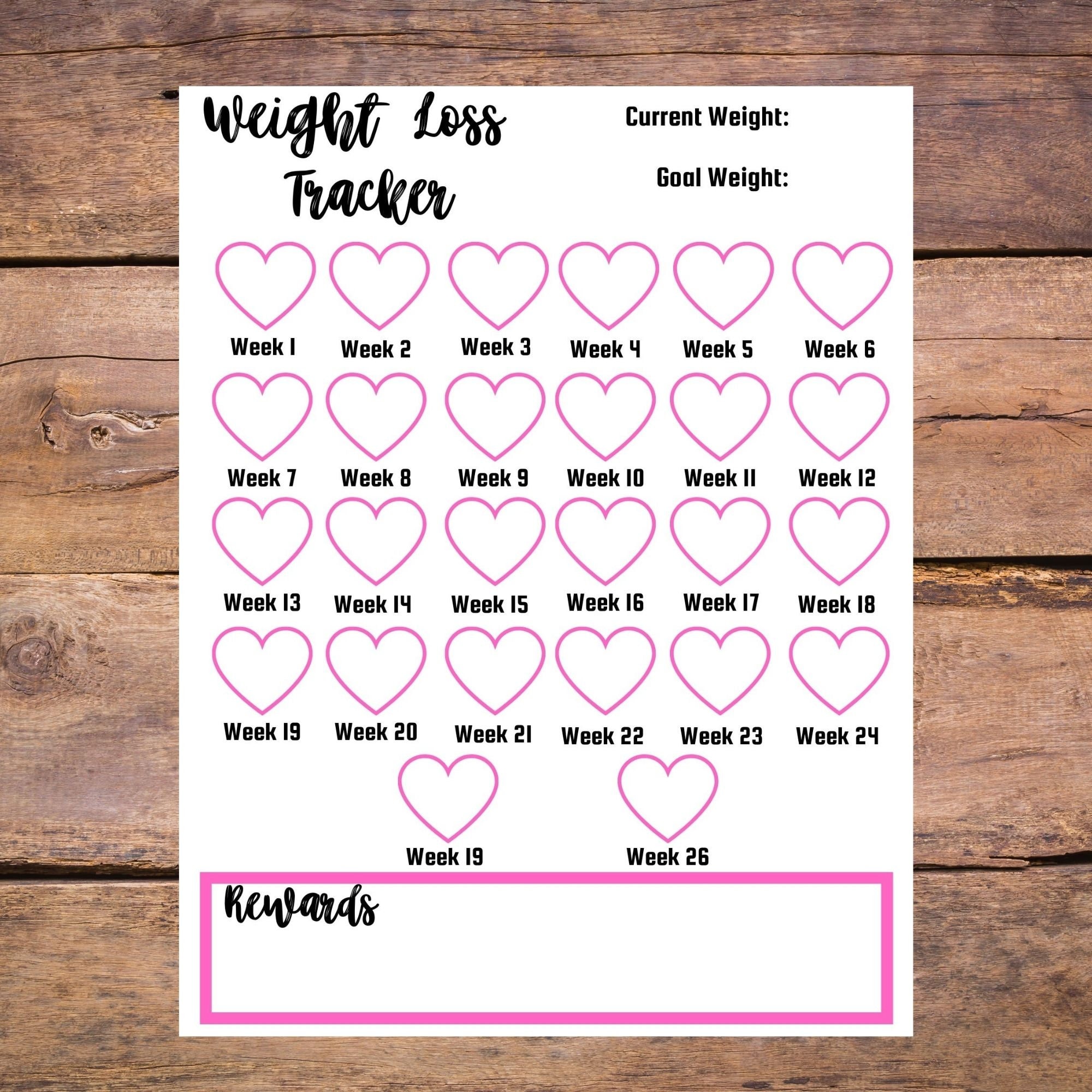 Weight Loss Reward Template, Printable Weight Loss Tracker, Digital ...