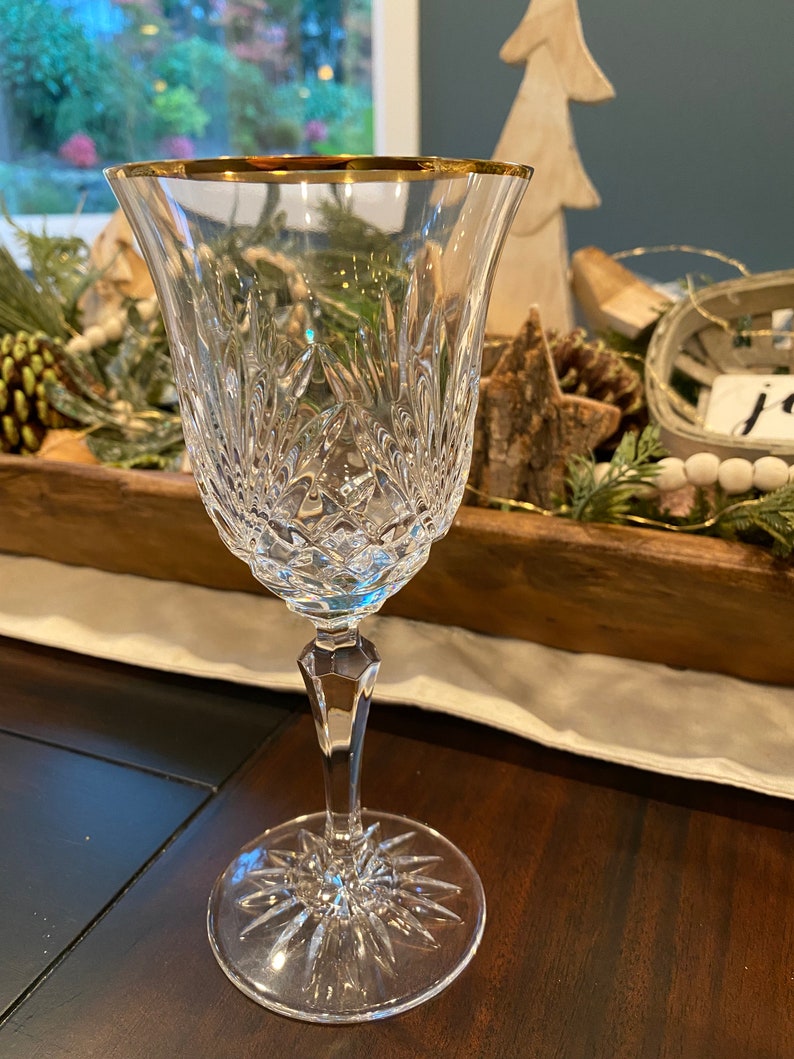 Set of 2 Miller Rogaska Richmond Gold Crystal Wine Glasses - Etsy